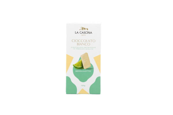 Tableta de ciocolata alba cu bergamota La Cascina 100g – gourmeteria.ro